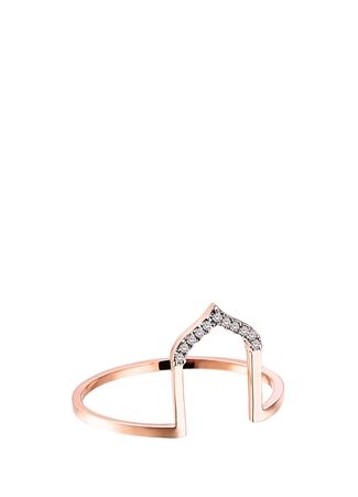 Her Story Kadın Taş Detaylı Rose Altın Rengi Yüzük Kırmızı EU