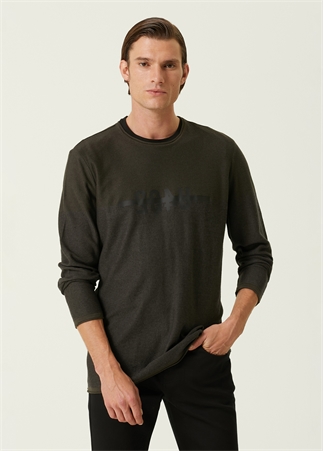 Network Erkek Slim Fit Haki Yazı Baskılı Kazak S EU Network Erkek Slim Fit Haki Yazı Baskılı Kazak S EU