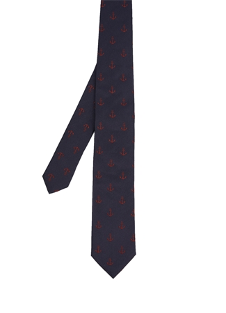 Palzileri Lab Erkek Lacivert Çapa Desenli İpek Kravat EU Palzileri Lab Erkek Lacivert Çapa Desenli İpek Kravat EU