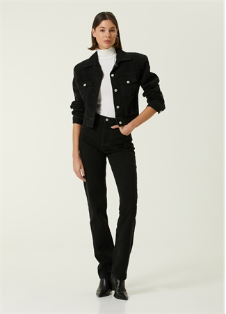 Magda Butrym Kadın Siyah Boru Paça Jean Pantolon 36 FR