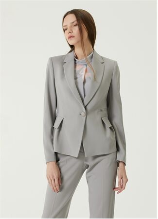 Emporio Armani Kadın Gri Tek Düğmeli Yün Ceket 42 IT