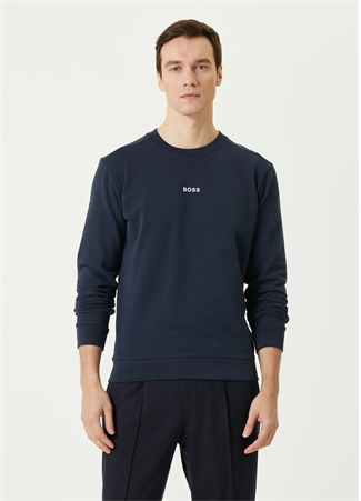 Boss Erkek Relaxed Fit Lacivert Logolu Sweatshirt S EU Boss Erkek Relaxed Fit Lacivert Logolu Sweatshirt S EU