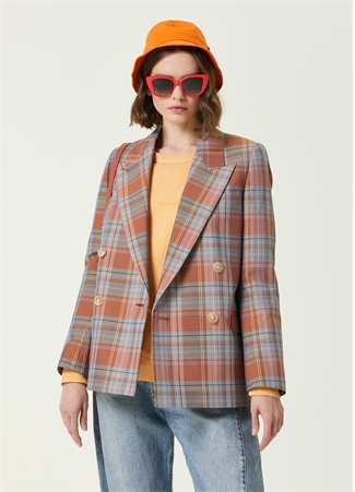 Acne Studios Kadın Gri Kiremit Ekose Desenli Kırlangıç Yaka Blazer 36 Fr Acne Studios Kadın Gri Kiremit Ekose Desenli Kırlangıç Yaka Blazer 36 Fr