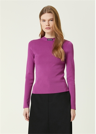 Balenciaga Kadın Mor Bisiklet Yaka Logolu Kazak S EU Balenciaga Kadın Mor Bisiklet Yaka Logolu Kazak S EU