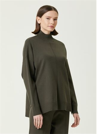 Beymen Club Kadın Haki Dik Yaka Yırtmaç Detaylı Kazak S