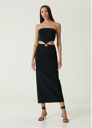 Christopher Esber Kadın Siyah Bel Detaylı Midi Elbise 8 US