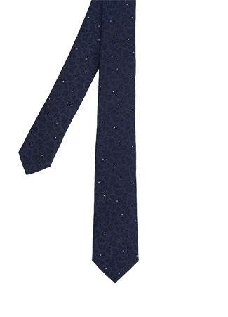 Palzileri Lab Erkek Lacivert Mikro Şal Desenli İpek Kravat EU