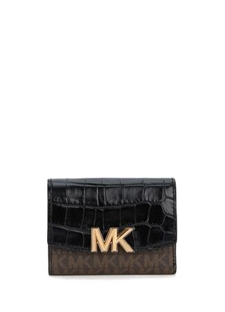 Michael Kors Kadın Siyah Kahverengi Logo Detaylı Deri Cüzdan EU