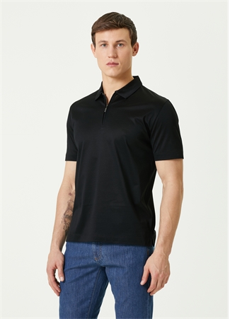 Canali Erkek Siyah Polo Yaka Fermuarlı T-shirt 52 IT Canali Erkek Siyah Polo Yaka Fermuarlı T-shirt 52 IT