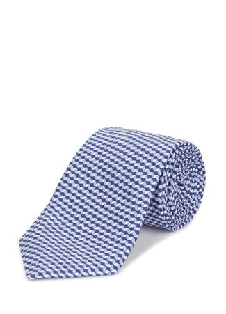 Pal Zileri Erkek Mavi Mikro Desenli İpek Kravat EU