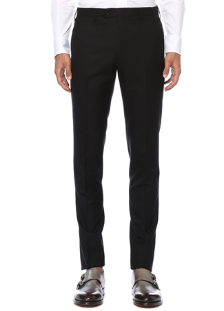 Rota Erkek Siyah Normal Bel Dar Paça Yün Pantolon 48 IT