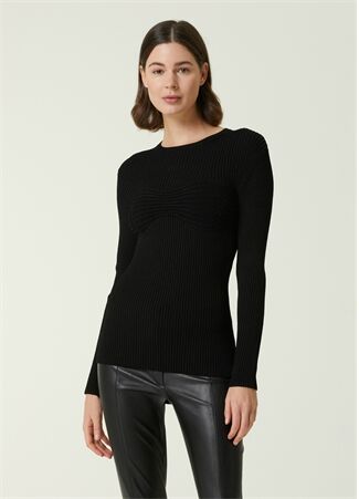 Tom Ford Kadın Siyah Bisiklet Yaka Ribli Kazak S EU