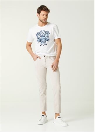 Dolce&Gabbana Erkek Slim Fit Krem Jean Pantolon Pembe 44 IT