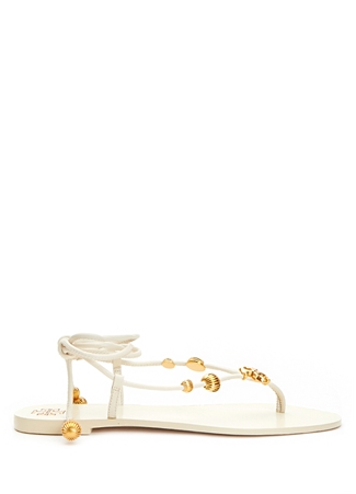 Tory Burch Kadın Beyaz Gold Aksesuar Detaylı Deri Sandalet Bej 6 Uk Tory Burch Kadın Beyaz Gold Aksesuar Detaylı Deri Sandalet Bej 6 Uk
