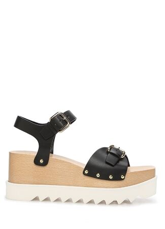 Stella McCartney Kadın Siyah Kemer Detaylı Sandalet 38 EU