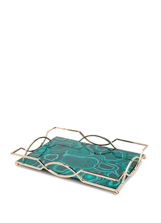 Beyz-i Şah Yeşil Zincir Detaylı Desenli Tepsi Beyz-i Şah Yeşil Zincir Detaylı Desenli Tepsi