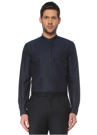 Palzileri Lab Erkek Lacivert Hakim Yaka Mikro Etnik Desenli Gömlek 4 IT