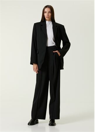 Loulou Studio Kadın Mouro Siyah Pilili Yün Pantolon S EU