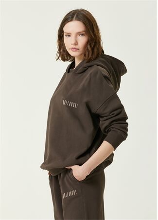Qollanchi Kadın Kahverengi Kapüşonlu Sweatshirt XS EU
