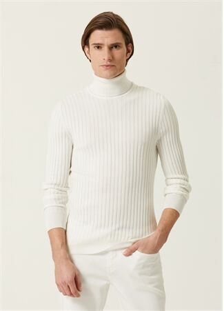 Network Erkek Skinny Fit Ekru Kazak Bej XS EU