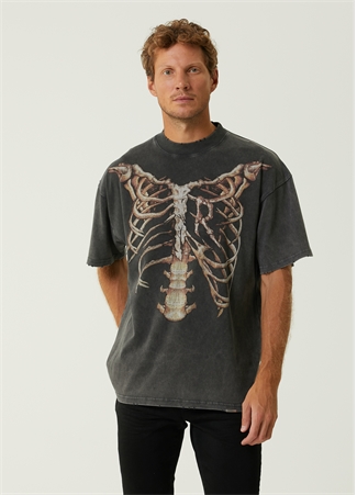 Represent Erkek Gri İskelet Baskılı T-shirt S EU