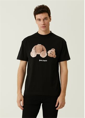 Palm Angels Erkek Siyah Ayıcık Baskılı Logolu T-shirt S EU