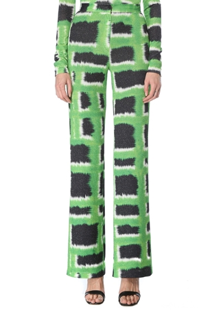 Cup of Stars Kadın Dali Yeşil Desenli Bol Paça Pantolon 36 EU