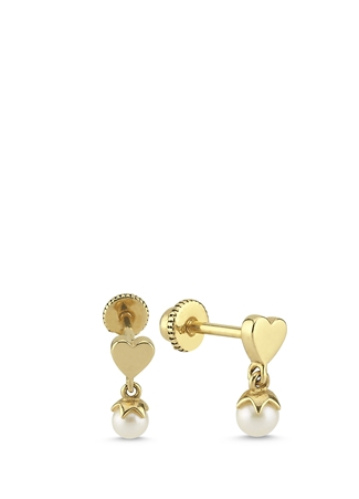 Collection-by İncifer Kadın Kalp Formlu İncili Altın Rengi Kıkırdak Küpesi Eu Collection-by İncifer Kadın Kalp Formlu İncili Altın Rengi Kıkırdak Küpesi Eu