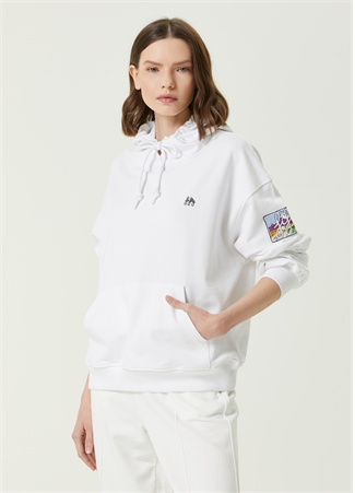 Fifty Pieces Kadın Beyaz Kapüşonlu Logolu Sweatshirt S EU Fifty Pieces Kadın Beyaz Kapüşonlu Logolu Sweatshirt S EU
