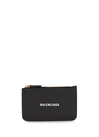 Balenciaga Kadın Siyah Logolu Deri Kartlık EU