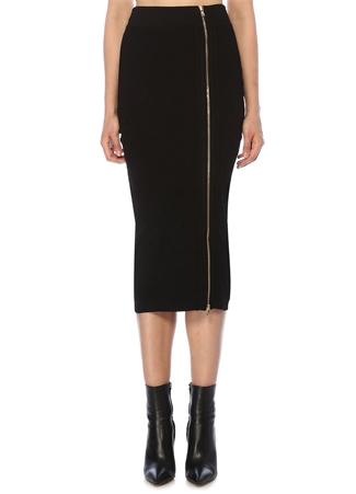 Balmain Kadın Siyah Midi Triko Etek 38 FR