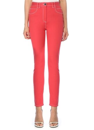 Balmain Kadın Pembe Yüksek Bel Skinny Jean Pantolon 36 IT