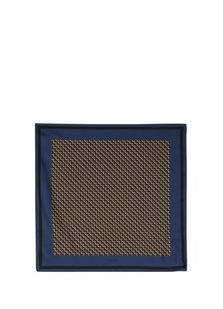 Pal Zileri Erkek Mavi Kahverengi Mikro Desenli İpek Atkı EU