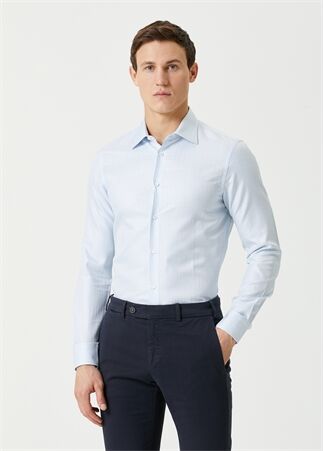 Pal Zileri Erkek Mavi Kareli Gömlek Lacivert 40 IT