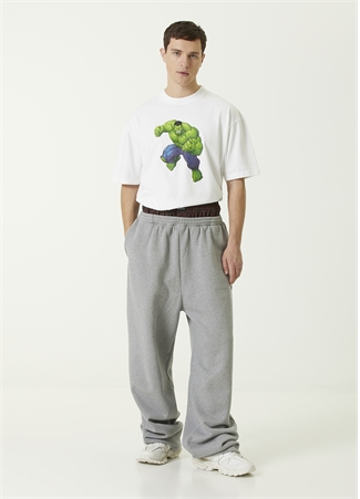Balenciaga Erkek Gri Beli Ekose Garnili Eşofman Altı M EU Balenciaga Erkek Gri Beli Ekose Garnili Eşofman Altı M EU