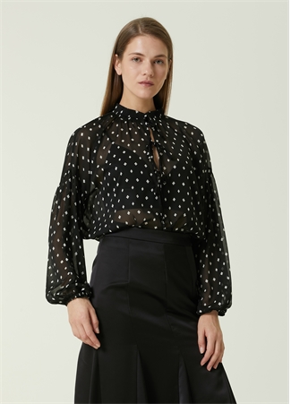 Beymen Club Kadın Siyah Karo Desenli Balon Kol Bohem Şifon Bluz S Beymen Club Kadın Siyah Karo Desenli Balon Kol Bohem Şifon Bluz S