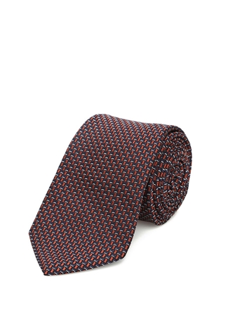 Beymen Collection Erkek Kahverengi Geometrik Dokulu İpek Kravat EU IT