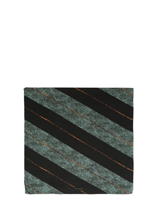 Pal Zileri Erkek Gri Siyah Verev Çizgili İpek Atkı EU Pal Zileri Erkek Gri Siyah Verev Çizgili İpek Atkı EU