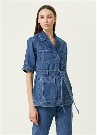 Deep Six Jeans Kadın Mavi Beli Kuşaklı Yarım Kol Jean Blazer S Eu Deep Six Jeans Kadın Mavi Beli Kuşaklı Yarım Kol Jean Blazer S Eu