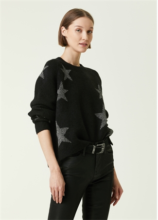 Allsaints Kadın Star Siyah Silver Bisiklet Yaka Kazak S EU