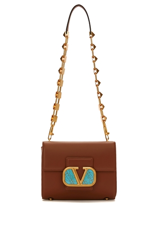 Valentino Garavani Kadın Stud Sign Small Taba Deri Omuz Çantası Turuncu Eu Valentino Garavani Kadın Stud Sign Small Taba Deri Omuz Çantası Turuncu Eu