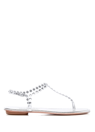 Aquazzura Kadın Silver Boncuk Şeritli Sandalet Gri 36 Eu