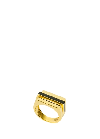 Juliette Kadın Avril Siyah Mineli Altın Rengi Kaplama Yüzük Eu