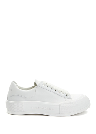 Alexander Mcqueen Kadın Deck Beyaz Deri Sneaker 35 Eu