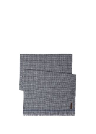Zegna Erkek Gri Mikro Desenli Yün Atkı EU