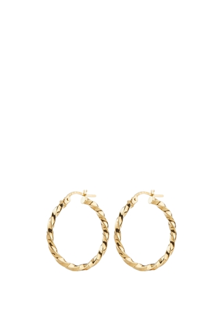 Collection Kadın Medium Burgu Dokulu Halka Formlu Altın Rengi Küpe EU Collection Kadın Medium Burgu Dokulu Halka Formlu Altın Rengi Küpe EU