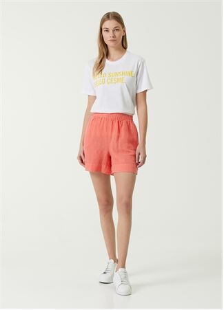 Beymen Hello Sunshine Kadın Çeşme Beyaz Bisiklet Yaka T-shirt XS