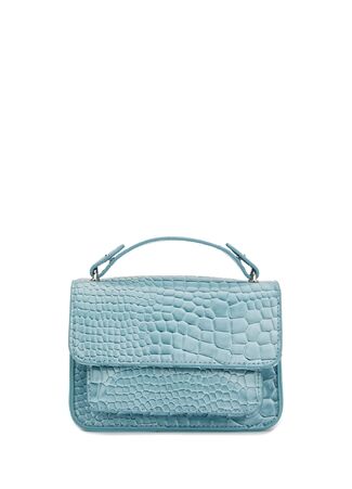 Hvisk Kadın Mavi Krokodil Dokulu Vegan Omuz Çantası EU