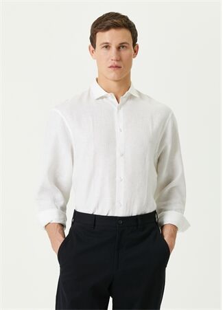 Pal Zileri Erkek Beyaz Keten Gömlek 40 IT