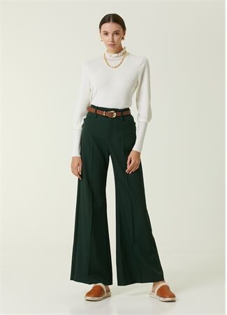Chloe Kadın Haki Yüksek Bel Yün Pantolon Yeşil 40 IT Chloe Kadın Haki Yüksek Bel Yün Pantolon Yeşil 40 IT